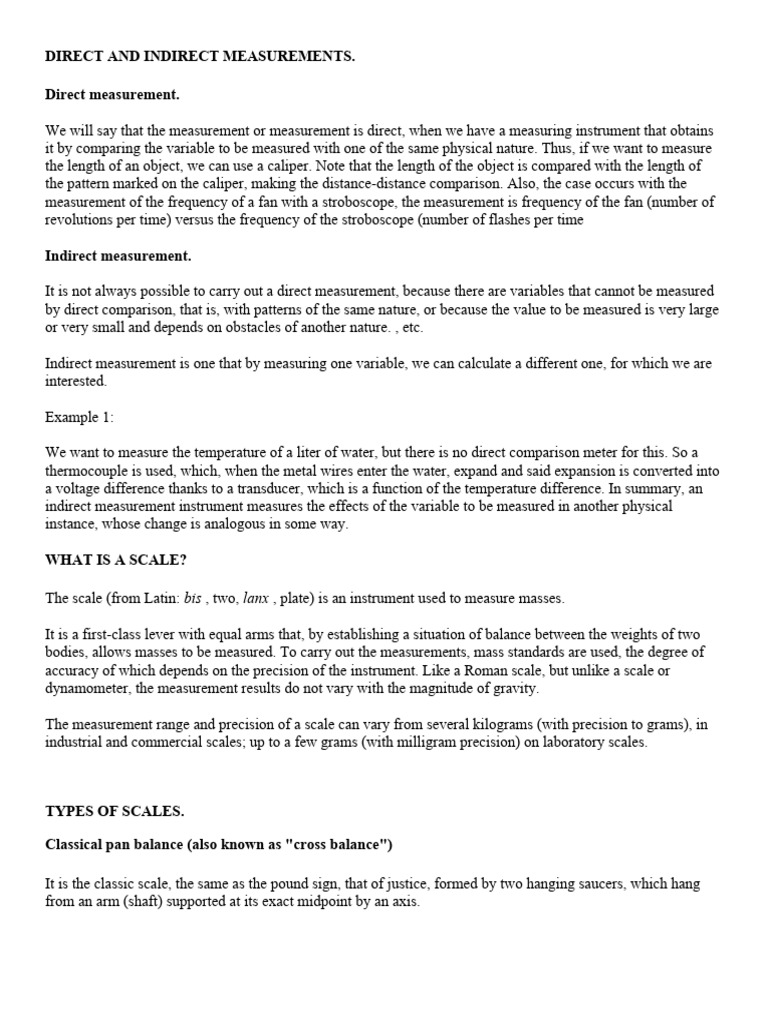 PHYSICS 1 - Direct and Indirect Measurements | PDF | Weighing Scale ...