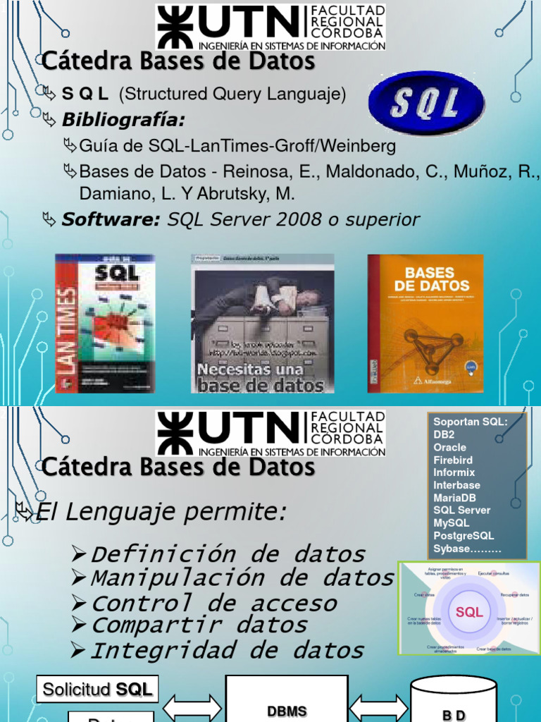 Presentación Base de Datos - SQL 2024 | Descargar gratis PDF | SQL | Informática