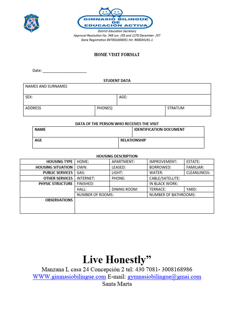 Home Visit Form | PDF