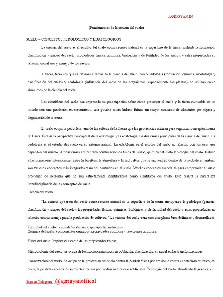 Fundamentos de la Ciencia del Suelo | PDF | Suelo | Roca (geología)