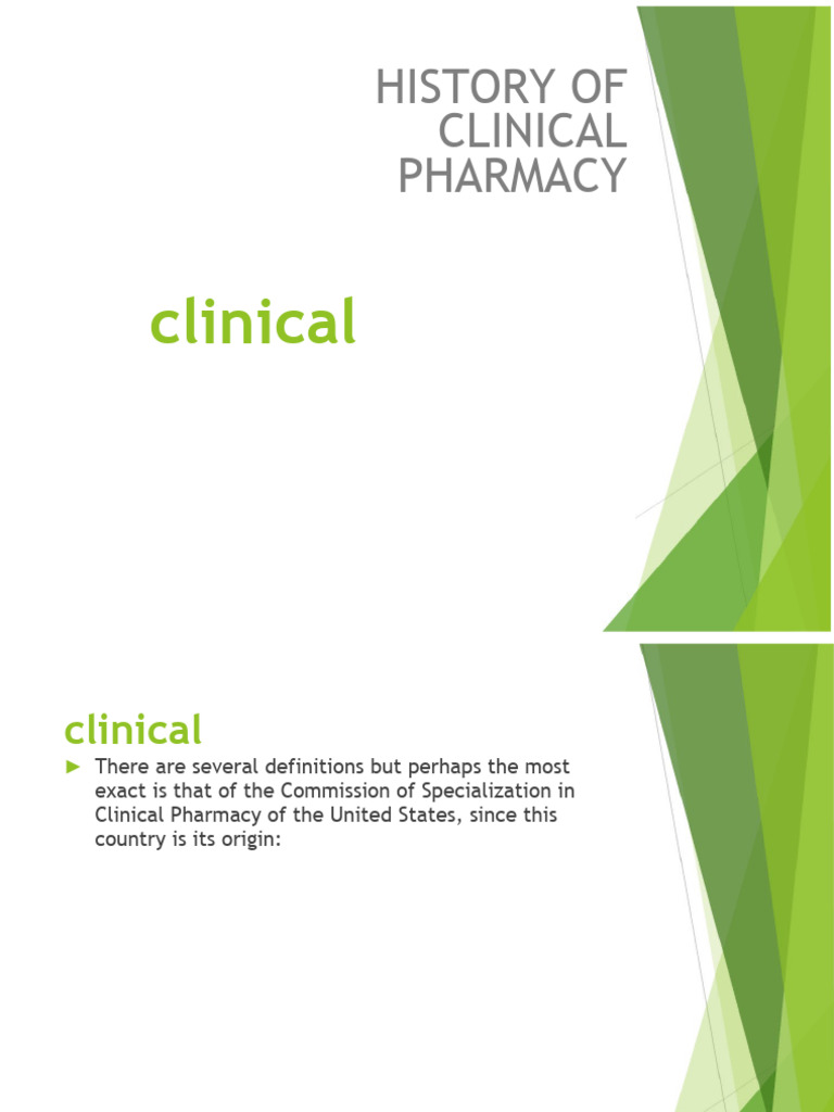 Evolution of Clinical Pharmacy History | PDF | Pharmacy | Pharmacology