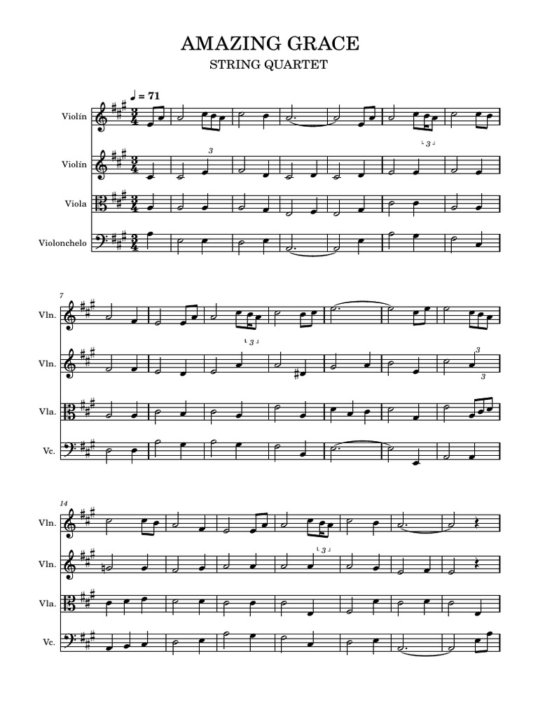 Amazing Grace - String Quartet | PDF | Chamber Music | Classical Music