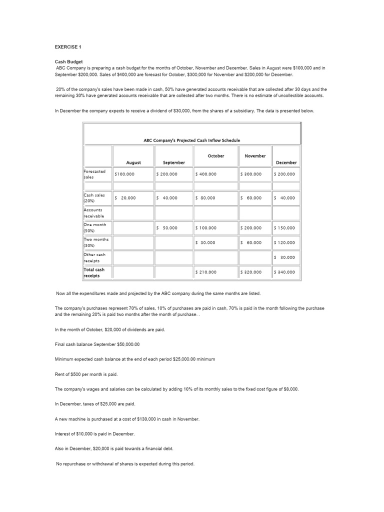 Exercise 1 | PDF | Budget | Dividend