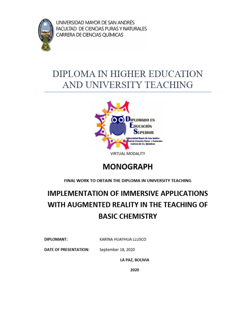 MONOGRAPH Diploma in Higher Education | PDF | Augmented Reality | Chemical Bond