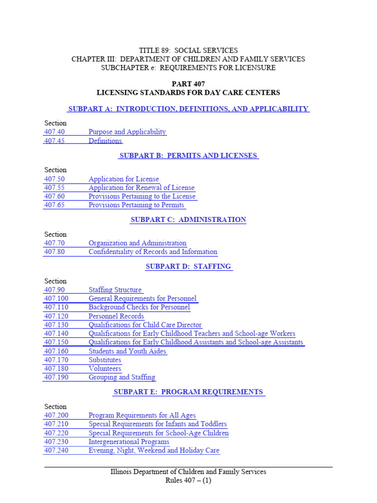 Rules 407 | PDF | Child Care | License
