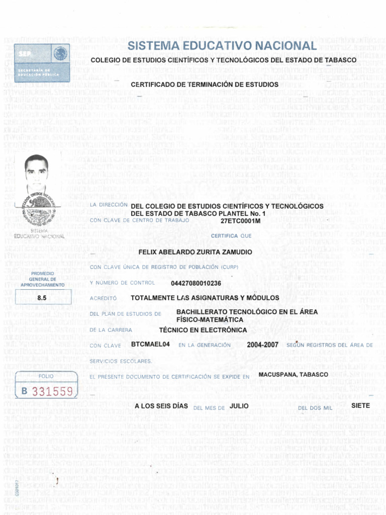 Certificado Cecyte | PDF