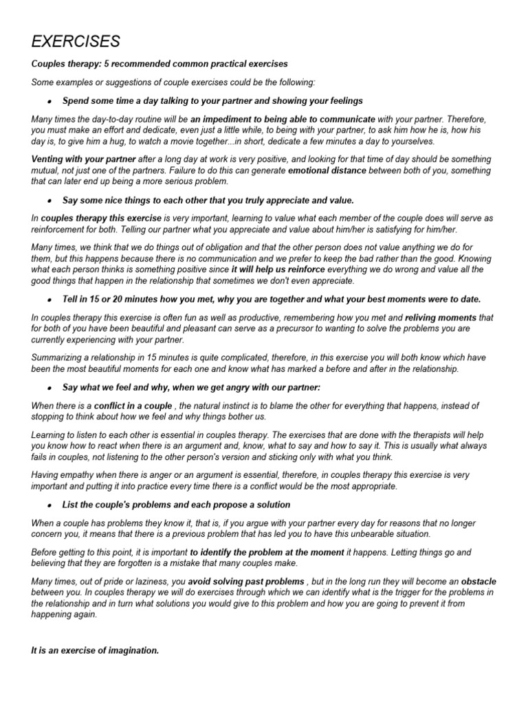 Couple Exercises | PDF | Communication | Reason