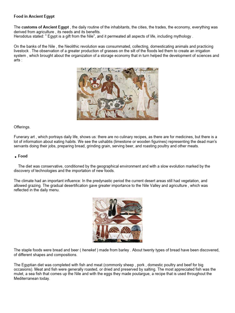 Food in Ancient Egypt | Download Free PDF | Ancient Egypt | Cereals