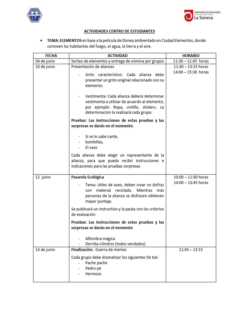 Actividades Propuestas Por Centro de Estudiantes | PDF