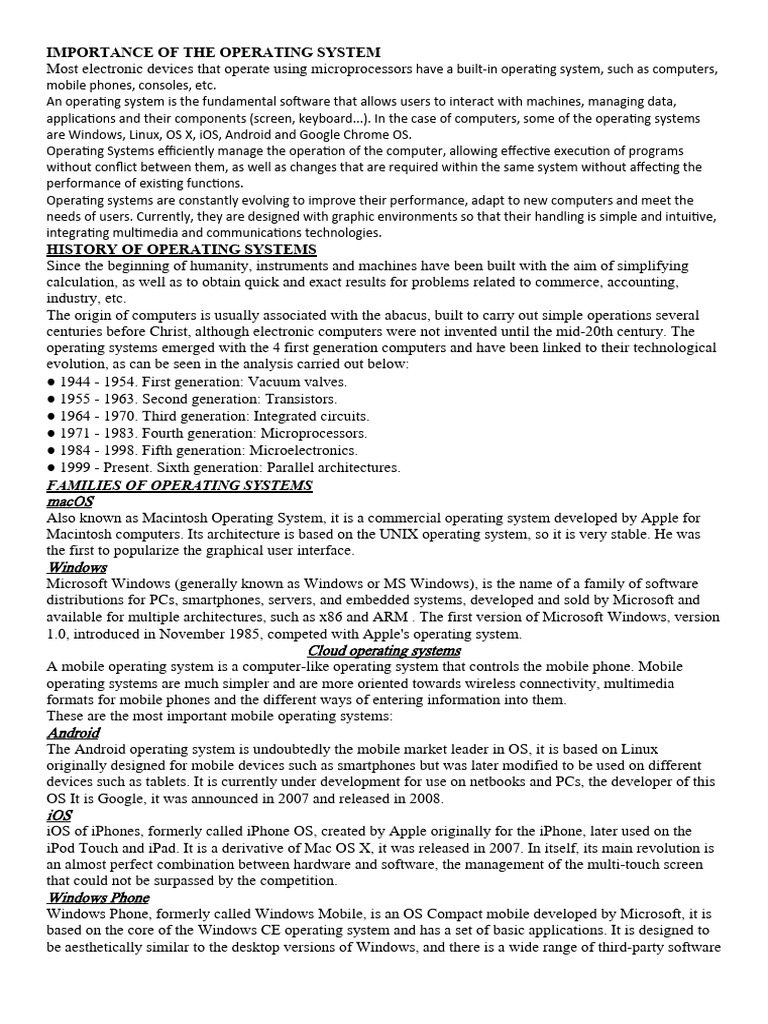 Importance of The Operating System | PDF | Operating System | Ios