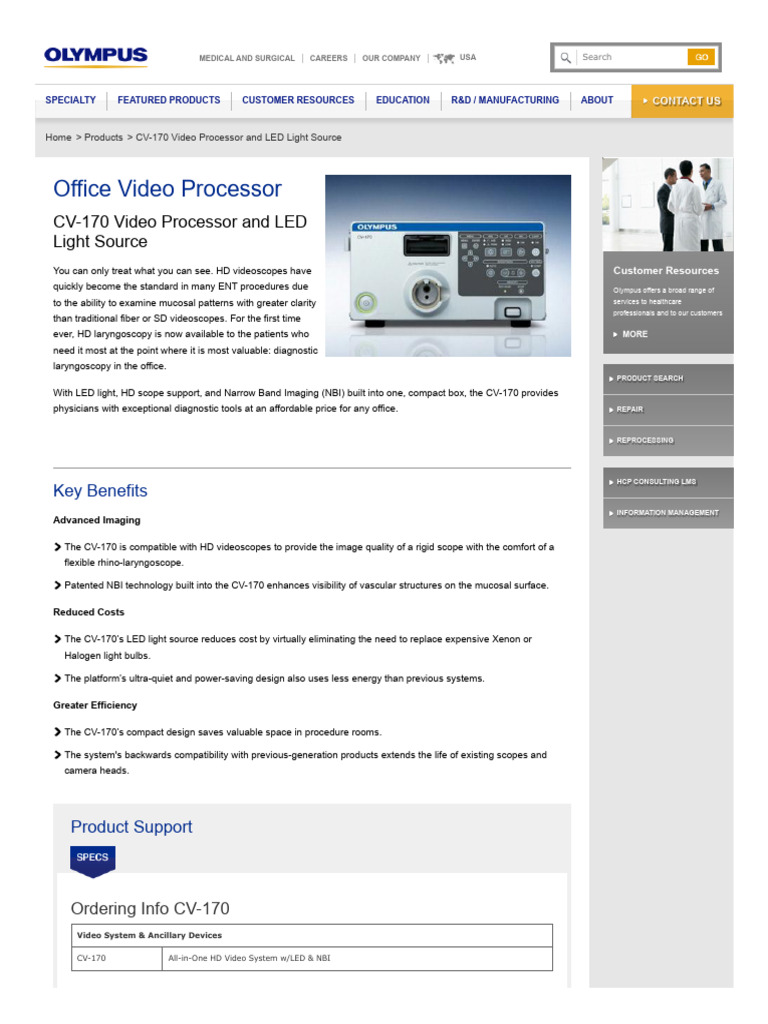 CV-170 Video Processor OLYMPUS | PDF | High Definition Television | Video