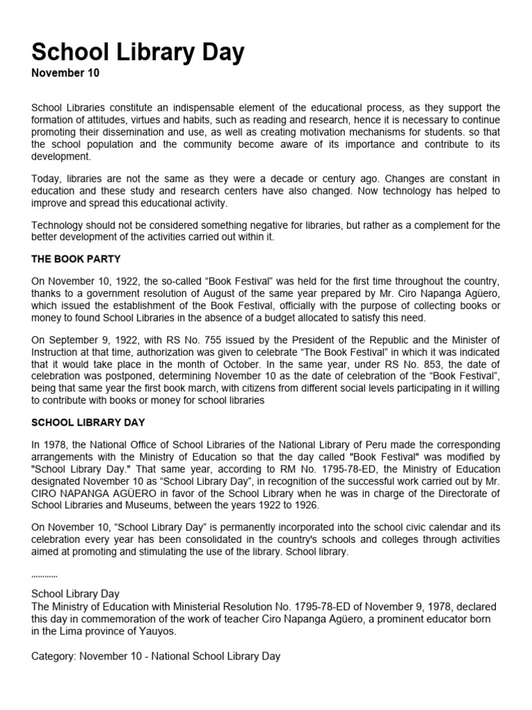 School Library Day | PDF | School Library | Educational Technology