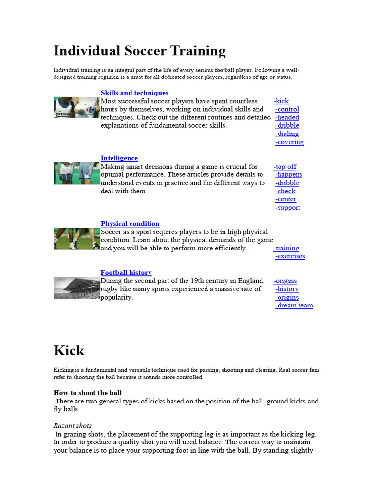Individual Soccer Training | PDF | Foot | Defender (Association Football)