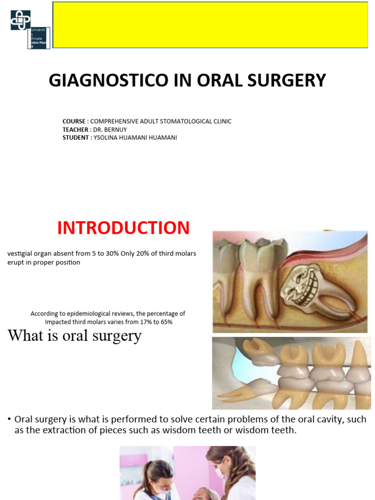 Topic 01 - Diagnosis in Oral Surgery | PDF | Surgery | Dentistry