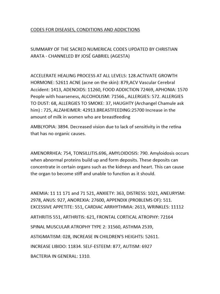 Disease Codes | PDF | Surgery | Medical Specialties