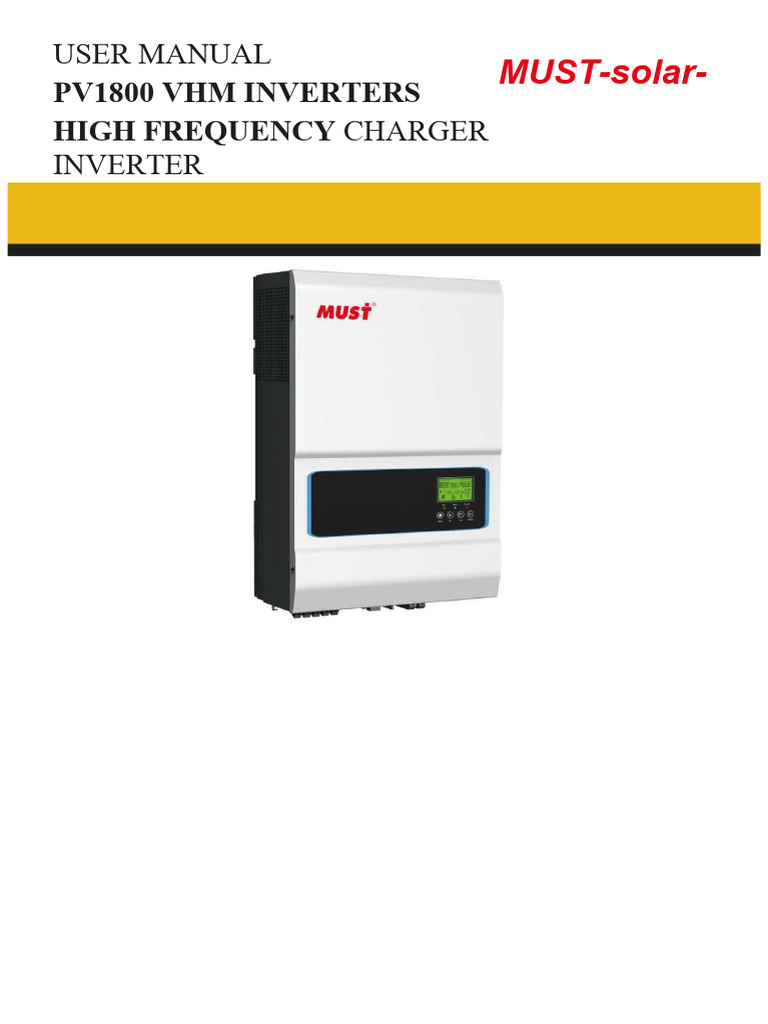 Must Solar Inverter PV1800 Manual | PDF | Power Inverter | Battery Charger