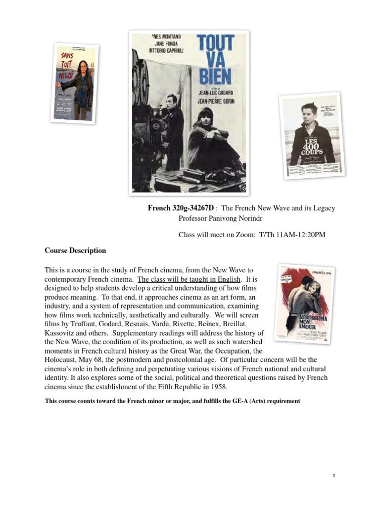 French New Wave Course Usc | PDF | Language Arts & Discipline | Art