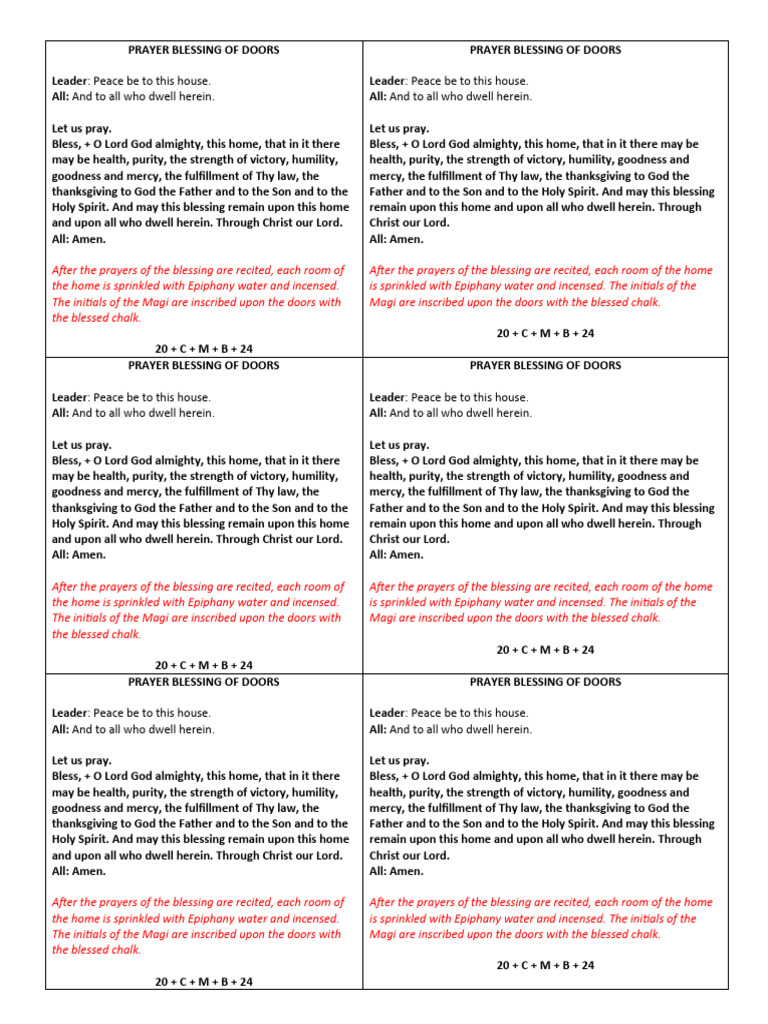 Epiphany Door Blessing Ritual | PDF | Prayer | Blessing