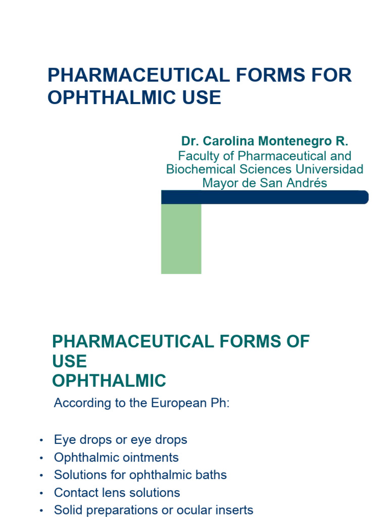Ophthalmic Pharmaceutical Forms | PDF | Human Eye | Cornea