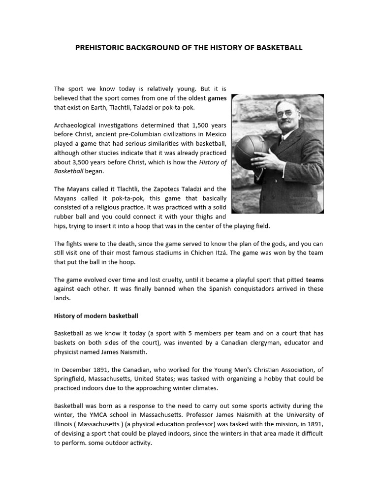 Prehistoric Background of Basketball History | PDF | Referee | Sports