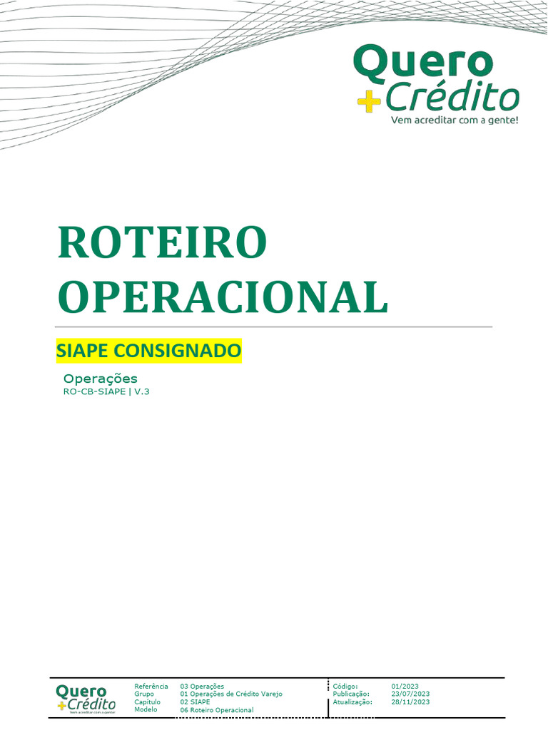 Roteiro Operacional - SIAPE - CARTÃO CONSIGNADO | PDF