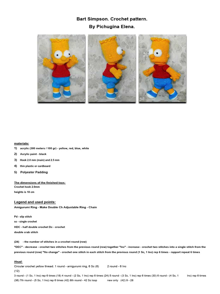 Bart Simpson | PDF | Crochet | Amigurumi