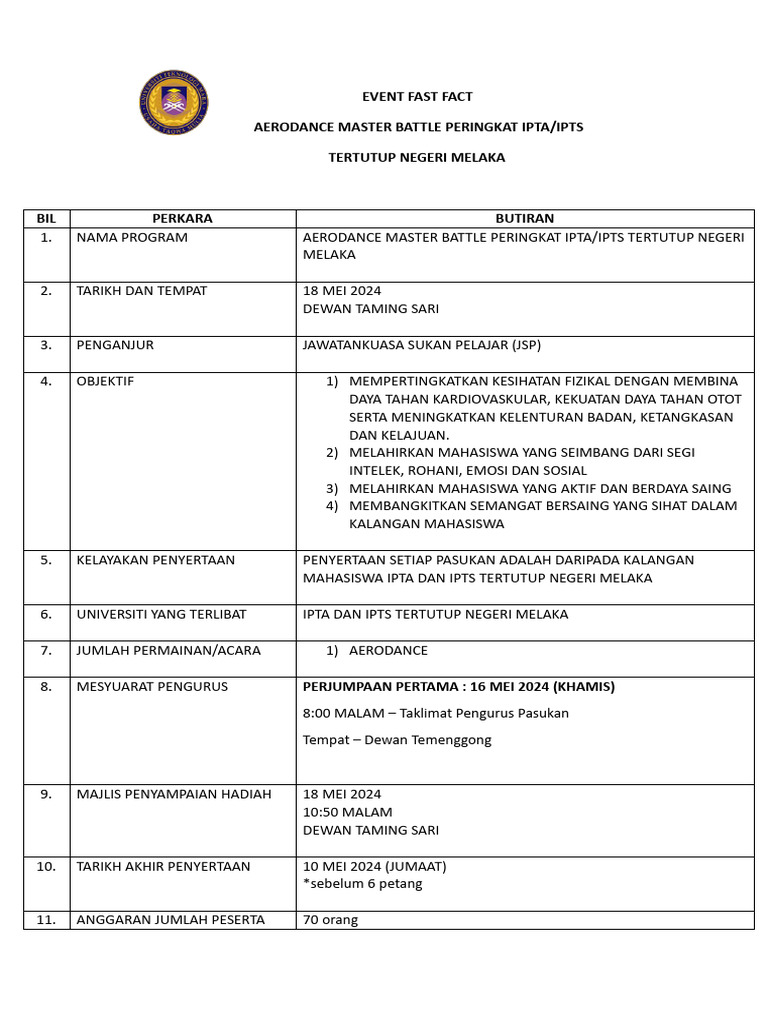Event Fast Fact Aerodance | PDF | Sains & Matematika