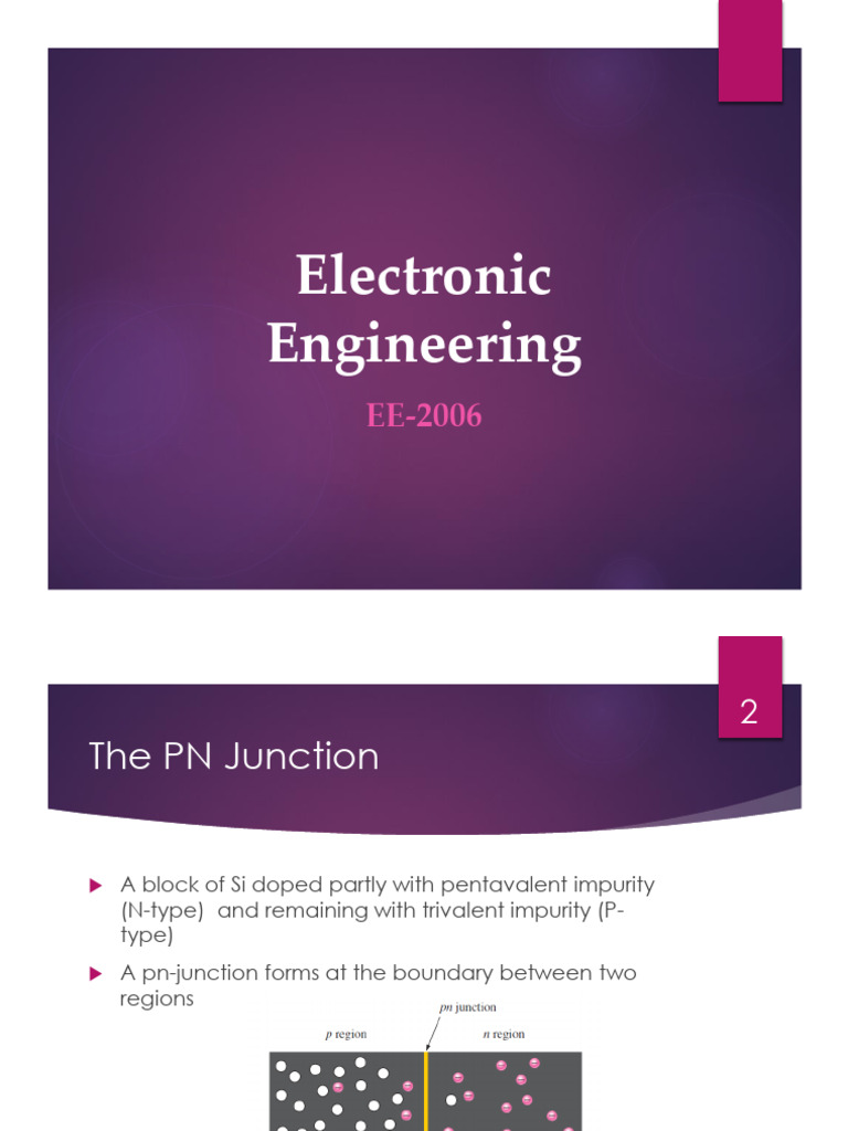 Lecture 2 PN Junction and Its Characteristics - Electronic Engineering - Fall 2023 | PDF | P–N ...
