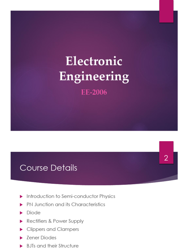 Electronic Engineering EE-2006 Course Overview | PDF | Semiconductors | Band Gap