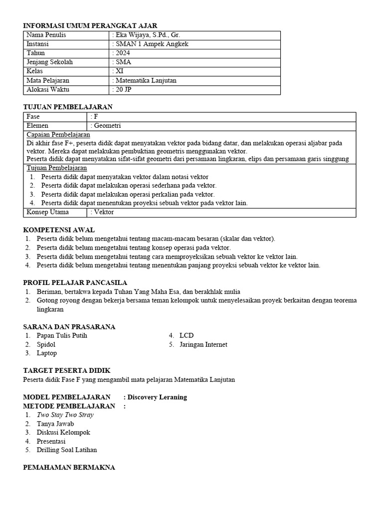 Modul Ajar Mat Lanjutan | PDF