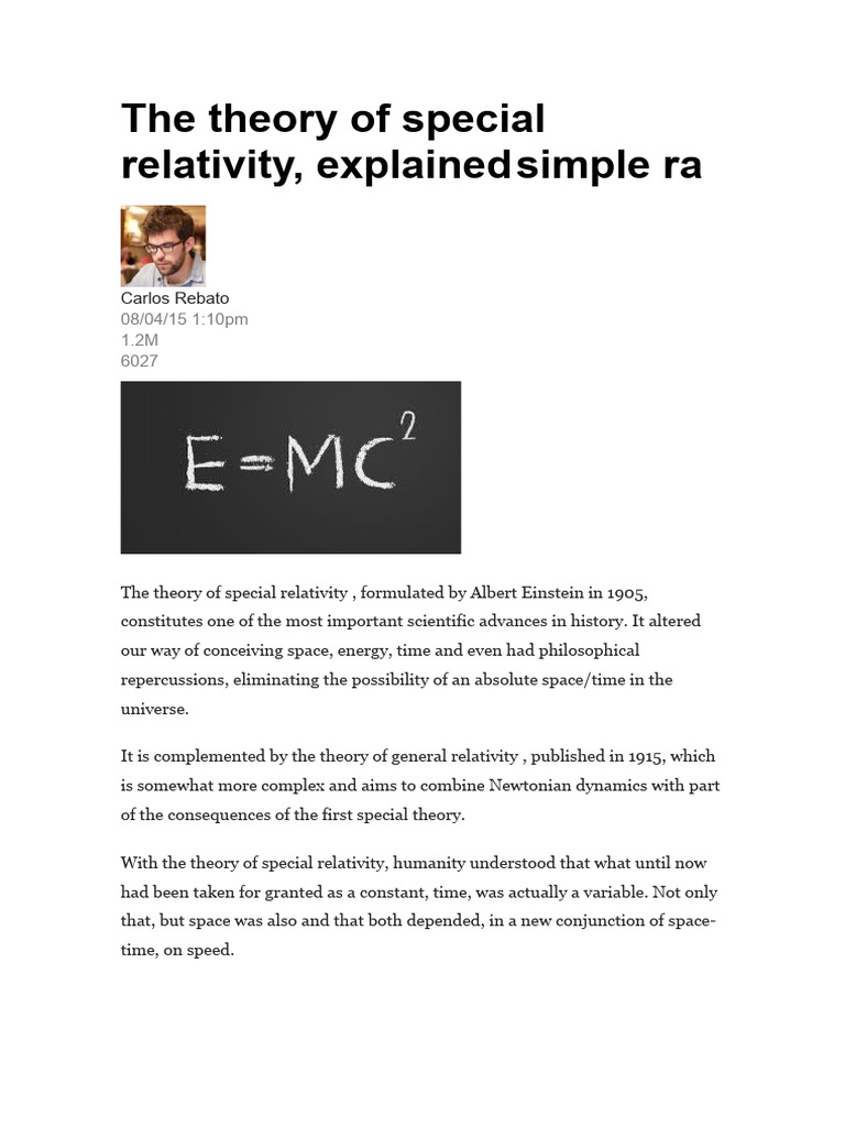 The Theory of Special Relativity | PDF | Theory Of Relativity | Time