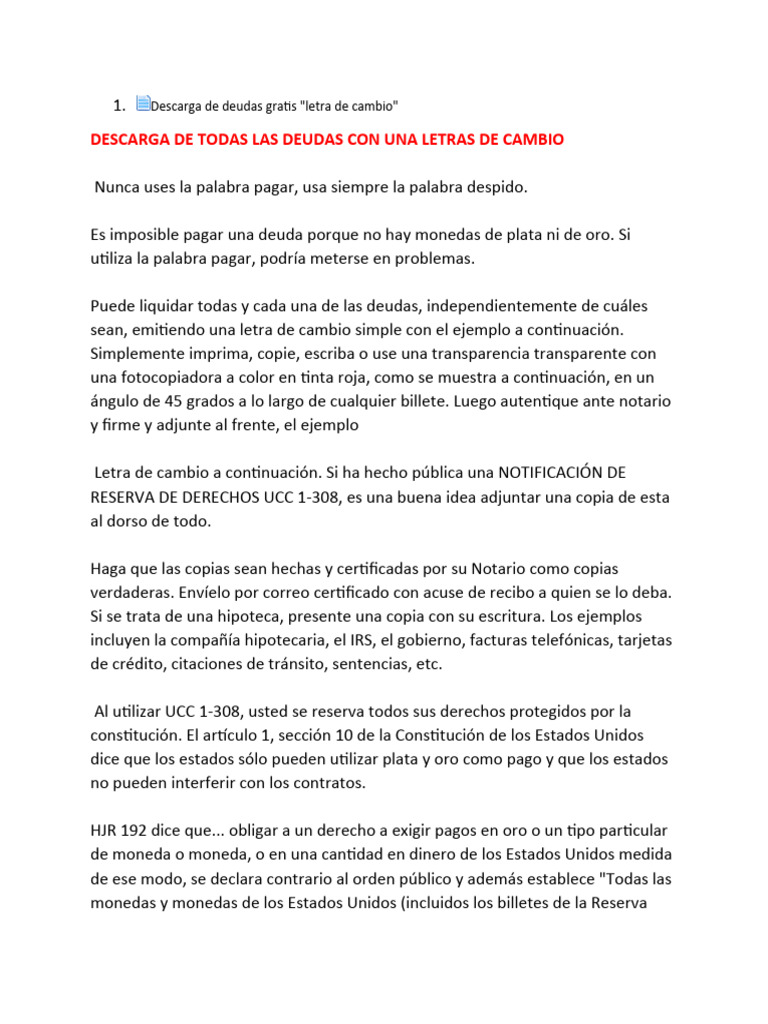 Descarga Deudas Gratis!! (Carta informativa) | Descargar gratis PDF | Billete de banco ...