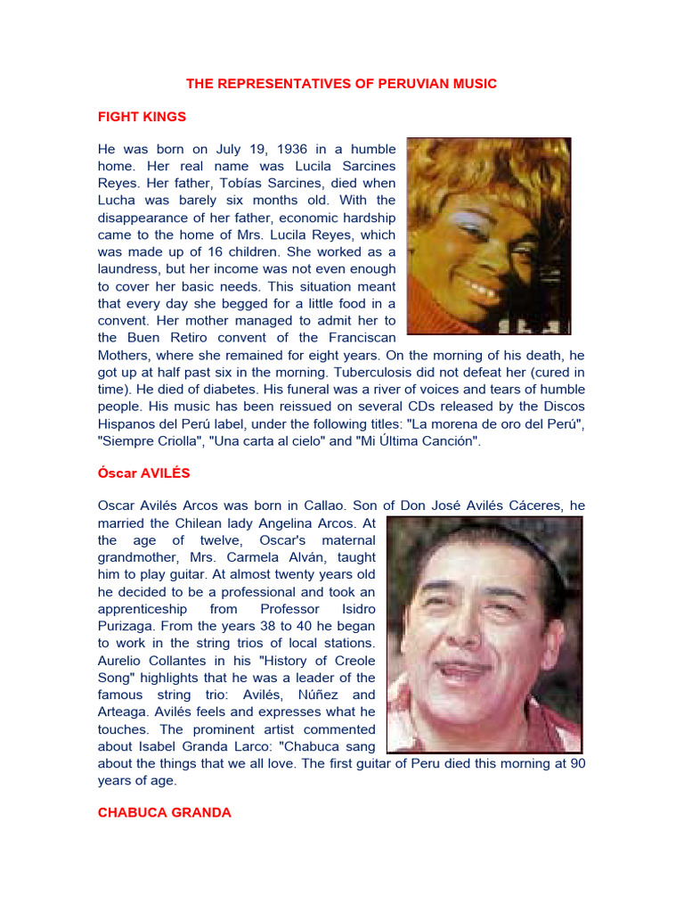 Representatives of Peruvian Music | PDF