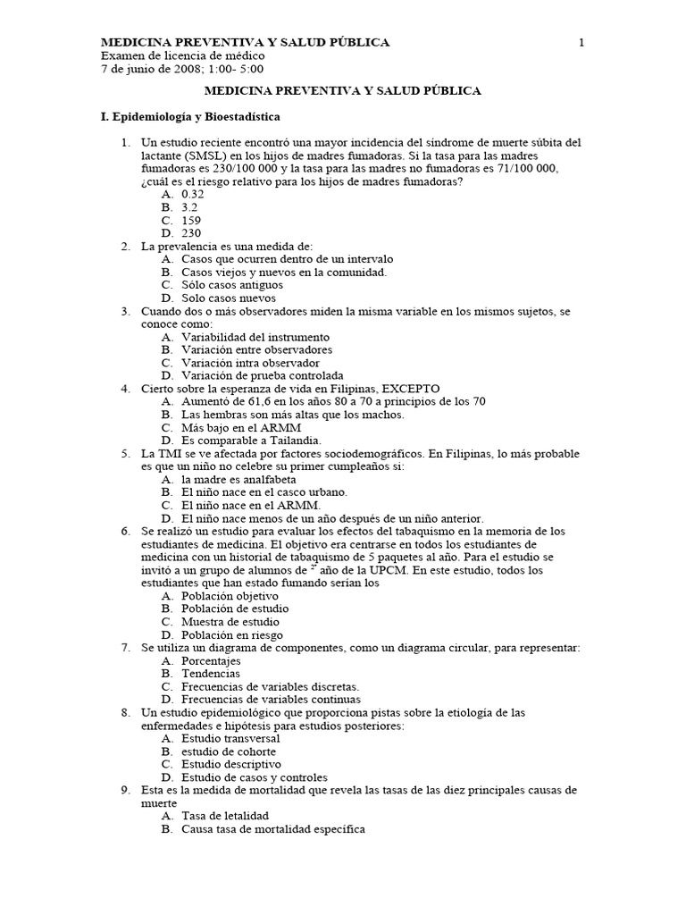 Examen de Medicina Preventiva 2008 | PDF | Sarampión | Cáncer