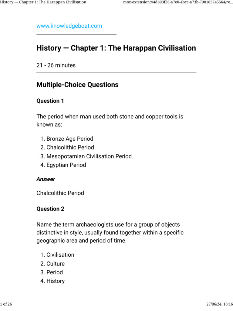 Key Features of Harappan Civilization | PDF | Social Science