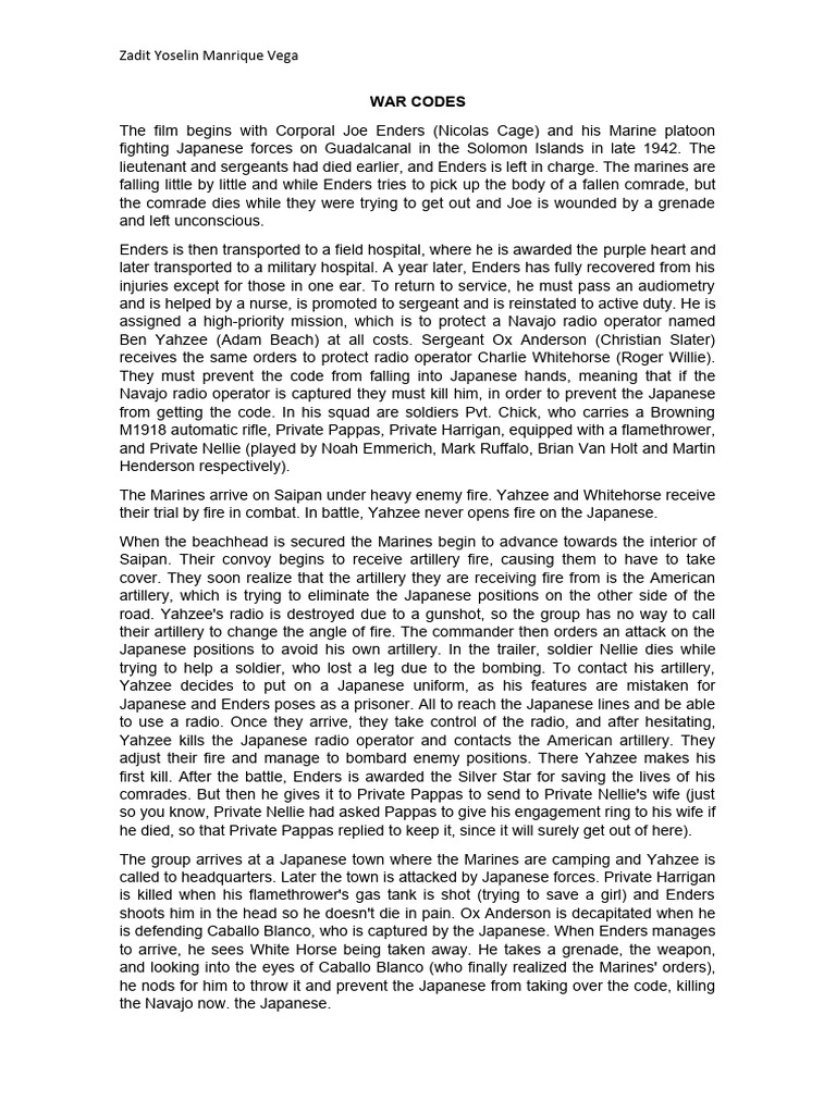 Summary Codes of War | PDF | Platoon | United States Marine Corps