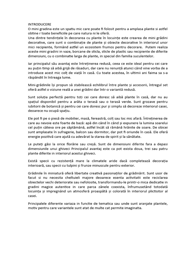 Mini Gradina Introducere | PDF
