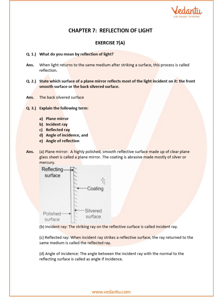 Selina Concise Physics Class 9 ICSE Solutions For Chapter 7 - Reflection of Light | PDF ...