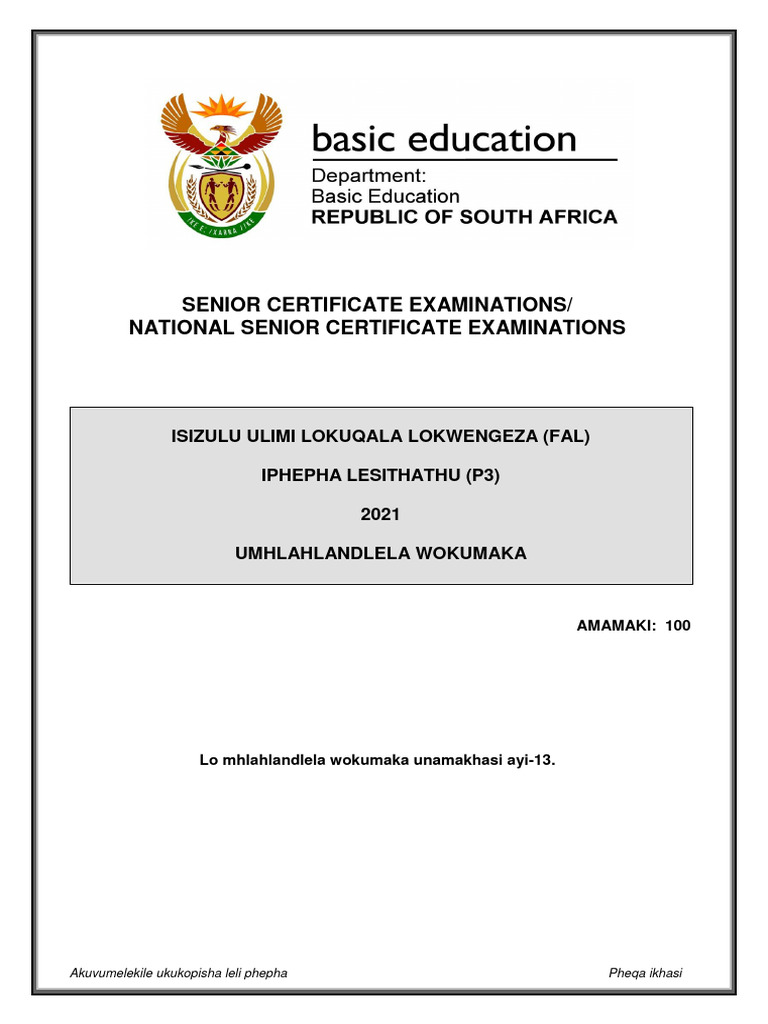 IsiZulu FAL P3 May-June 2021 MG | PDF IsiZulu FAL P3 May-June 2021 MG | PDF