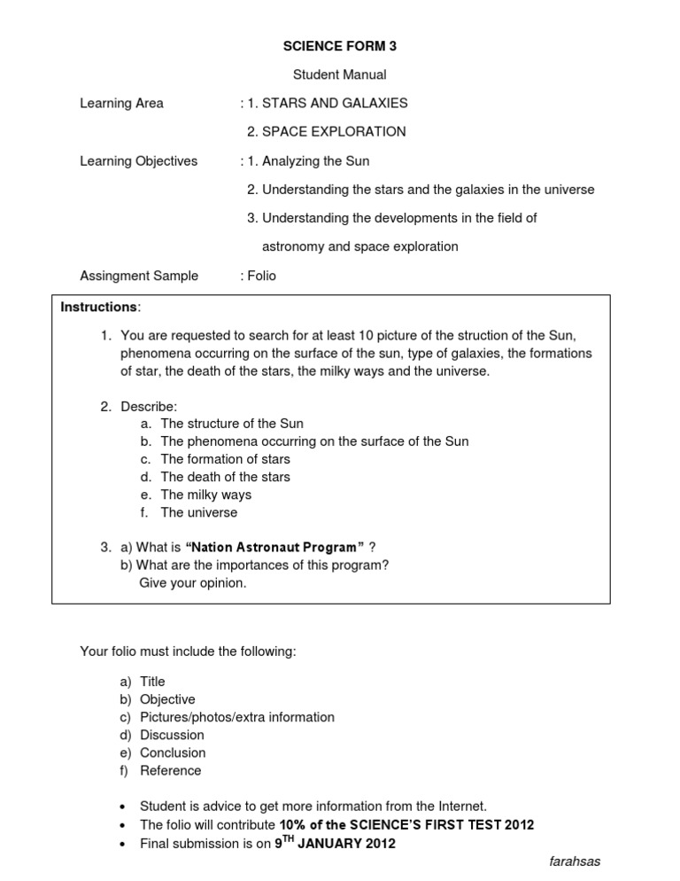 Science Folio Form 3 2012 Sekolah Sultan Alam Shah | PDF
