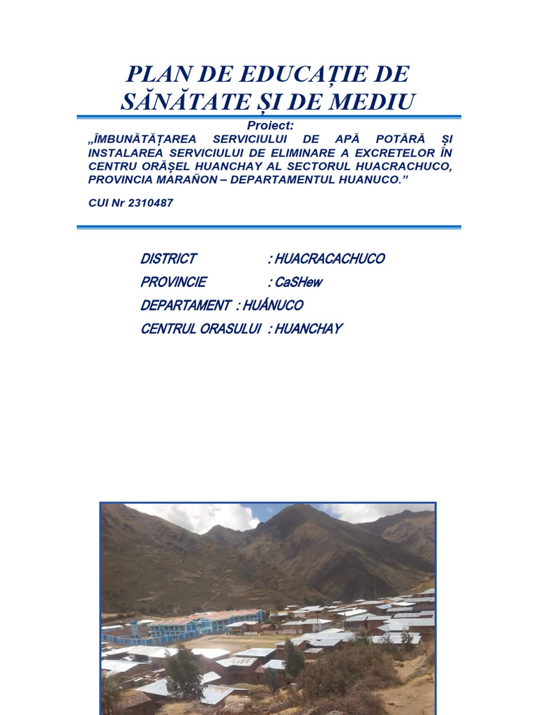 Plan de Educație Pentru Sănătate Și Mediu | PDF