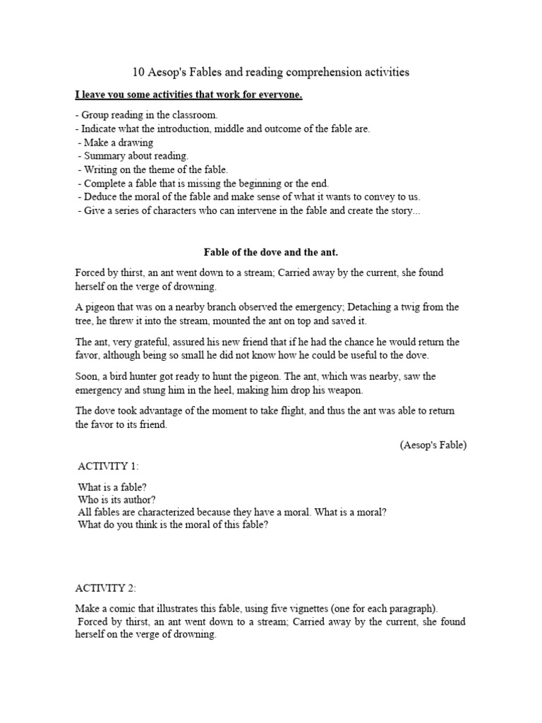Aesop's Fables with Activities | PDF | Fable | Chicken