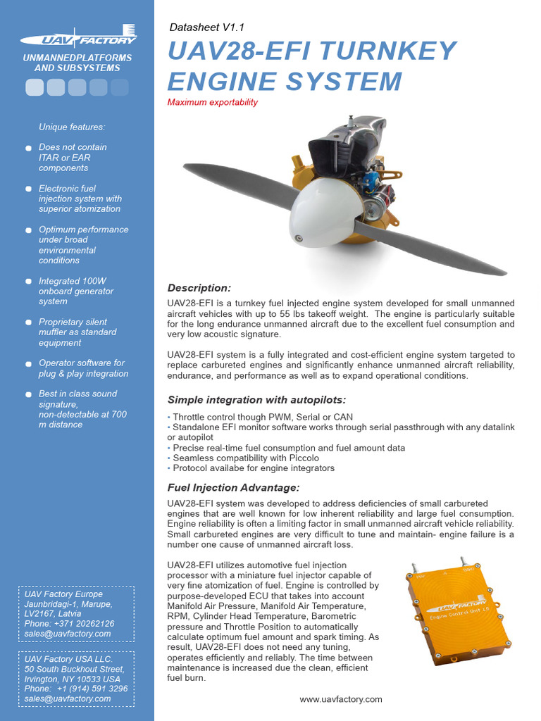 UAV28-EFI+datasheet+V1 1 | PDF | Fuel Injection | Unmanned Aerial Vehicle