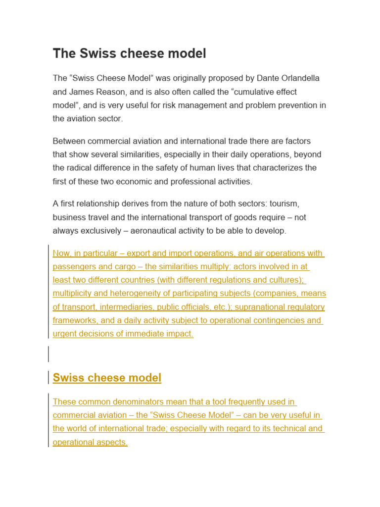 The Swiss Cheese Model | PDF | Risk