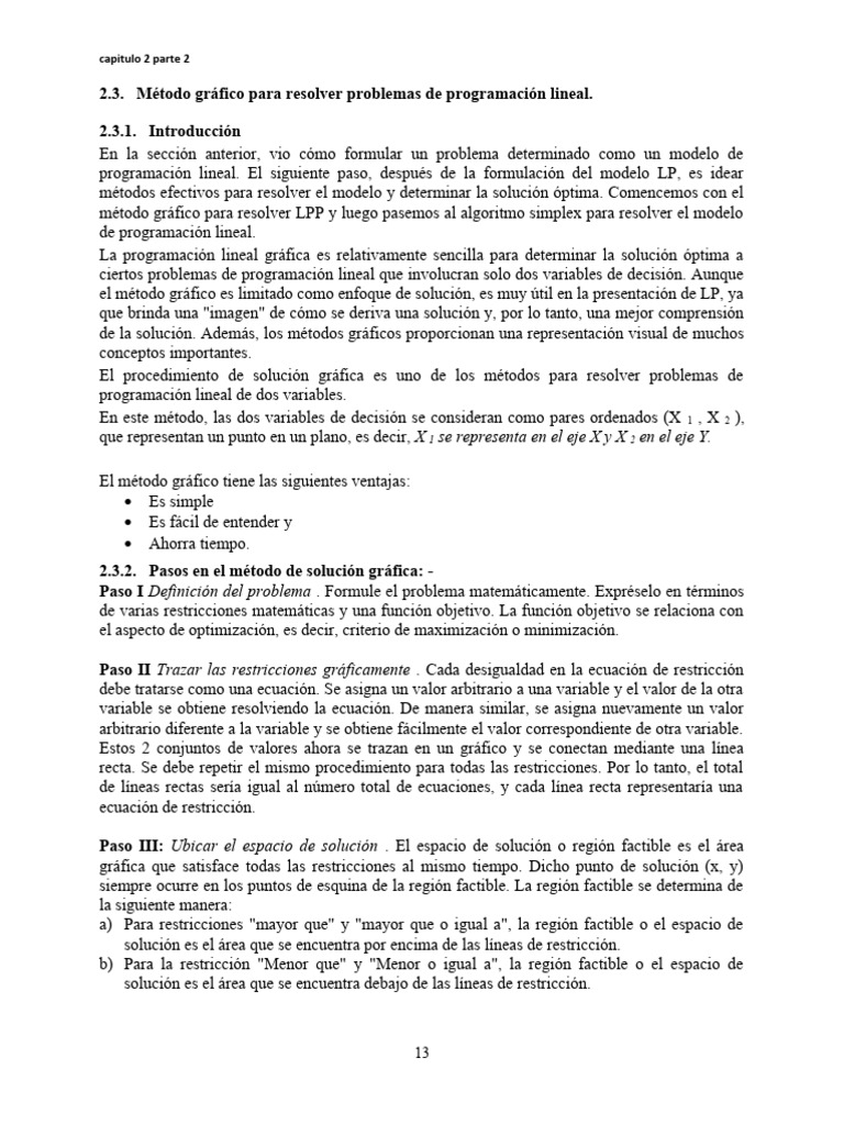 CAPÍTULO 2-2 Método Gráfico para Resolver Problemas de Programación Lineal | PDF | Programación ...