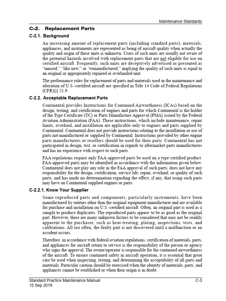 Continental Engine Mandatory Replacement Parts | PDF | Machines ...