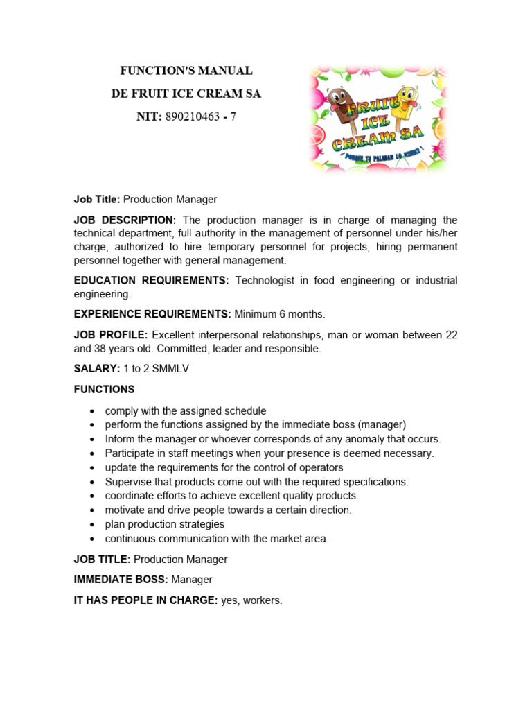 Production Manager Function Manual | PDF