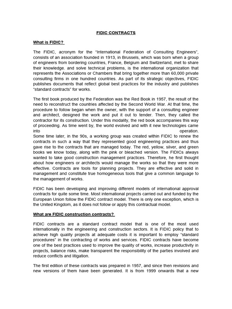 Fidic Contracts | PDF | Economies | Business