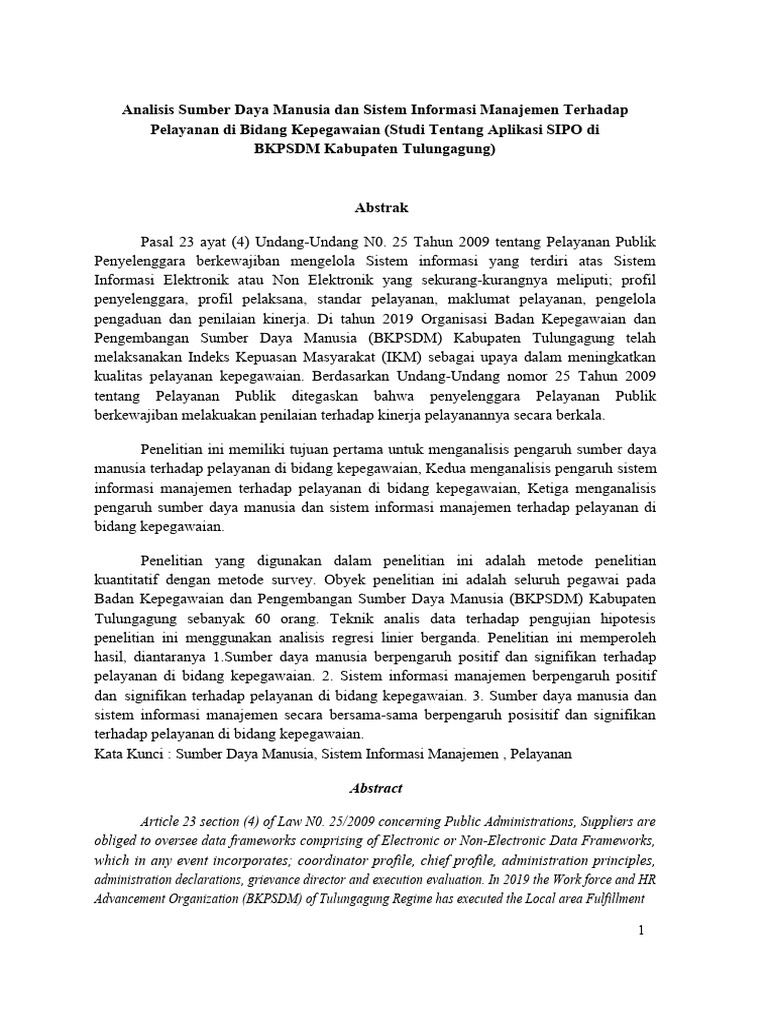 Analisis SDM Dan SIM Di Bidang Kepegawaian | PDF