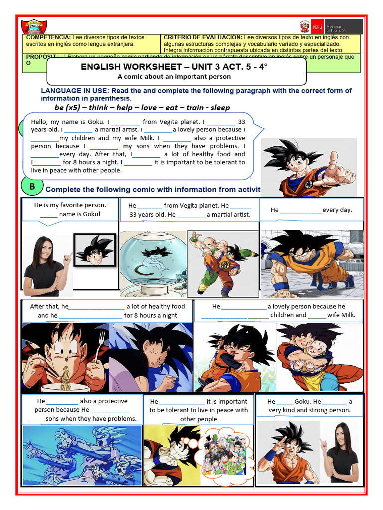 English Reading and Comic Creation Activity | PDF | Dragon Ball